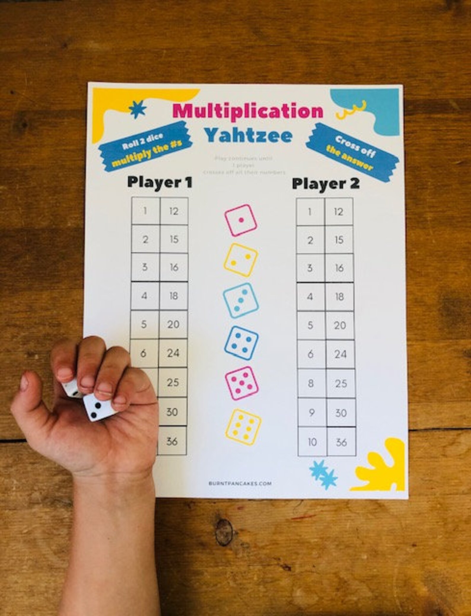 Math Dice Game Bundle | Multiplication, Addition and Number Recognition ...