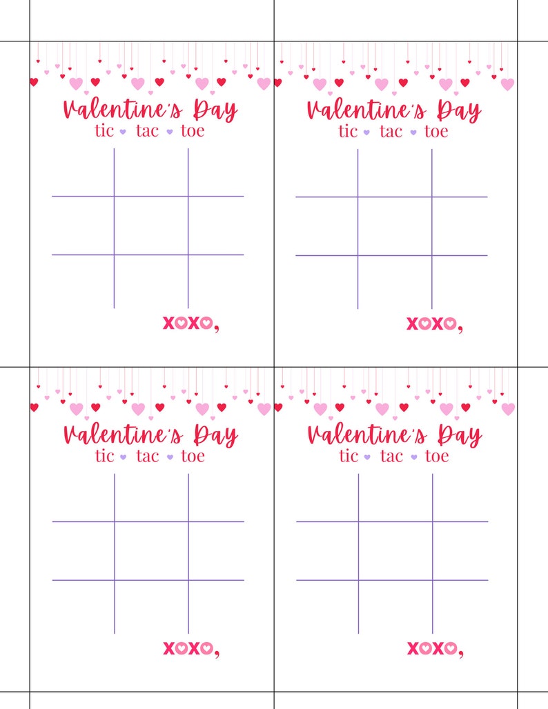 Valentine's Day Card | Printable Valentine | Tic Tac Toe Valentine ...