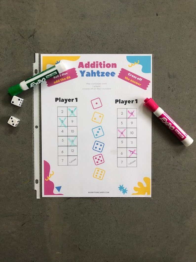 Math Dice Game Bundle | Multiplication, Addition and Number Recognition ...
