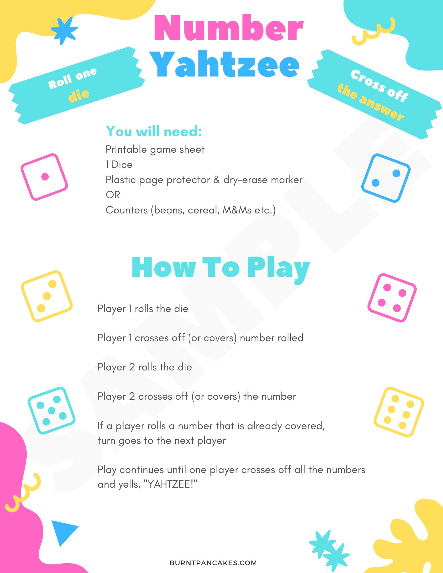 Number Recognition Dice Game | Learn Numbers 1-6 | Preschool ...