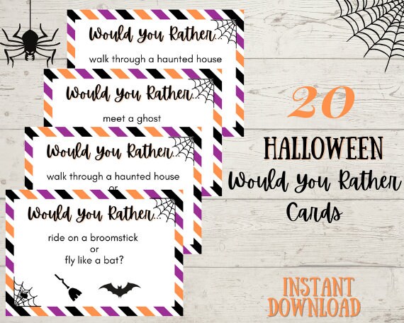 Halloween Would You Rather Cards | Printable Game | This or That ...