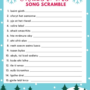 Christmas Game | Christmas Song Scramble | Party Game | Word Scramble ...