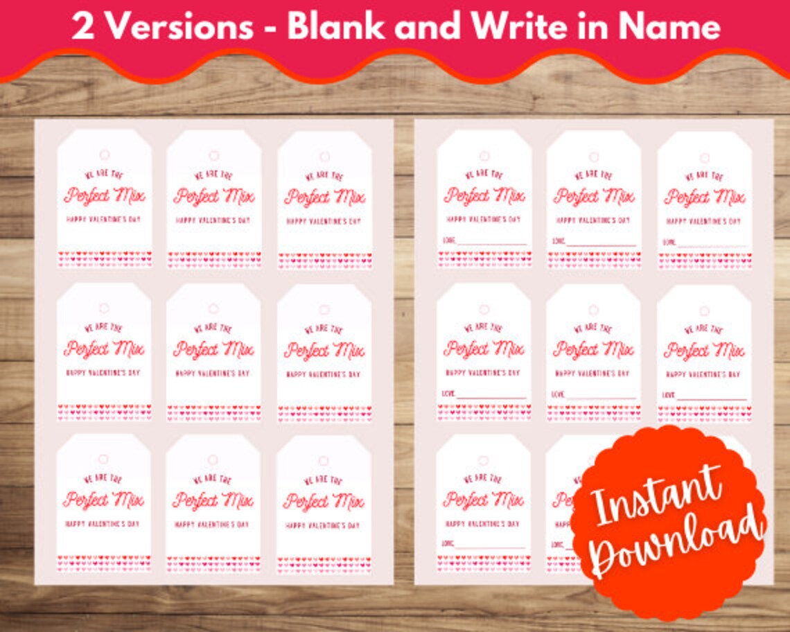 Valentine's Day Gift Tags | Perfect Mix Gift Tags | Printable ...