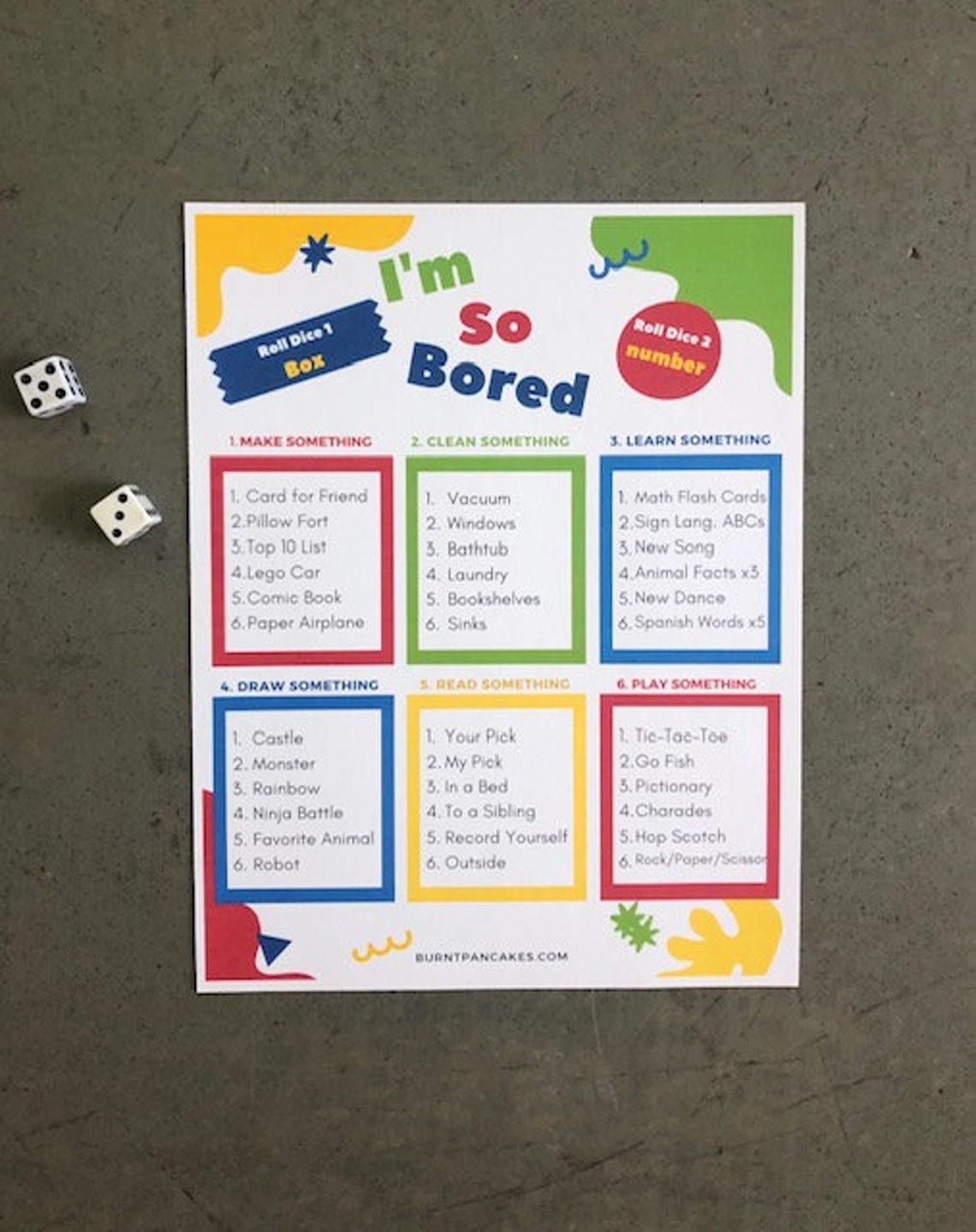 Activity Chart for Kids | I'm so Bored Chart | Printable for Kids ...