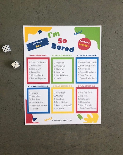 Activity Chart for Kids | I'm so Bored Chart | Printable for Kids ...