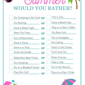 Would You Rather Questions for Summer | Summertime This or That ...