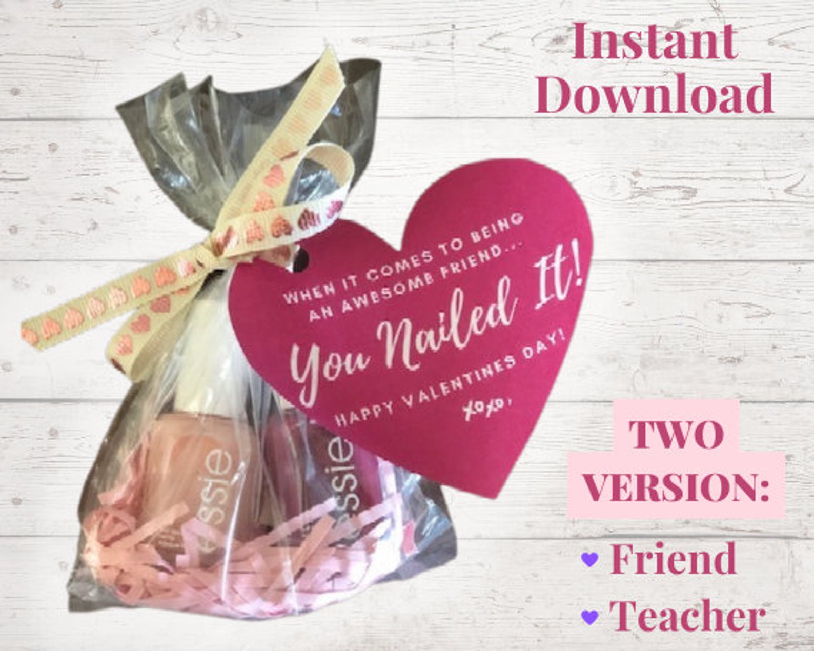 Valentine's Day Gift Tags | Nail Polish Valentine's Card | Gift for ...