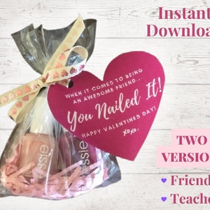 Valentine's Day Gift Tags | Nail Polish Valentine's Card | Gift for ...