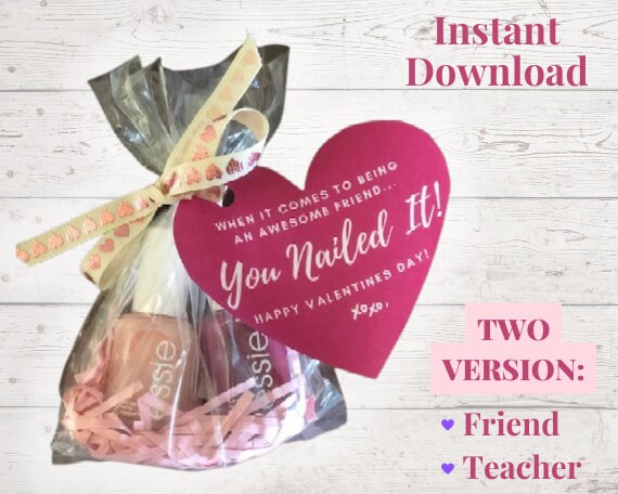 Valentine's Day Gift Tags | Nail Polish Valentine's Card | Gift for ...