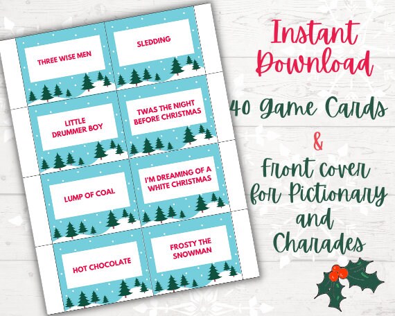 Christmas Games Printable | Holiday Charades and Pictionary | Holiday ...