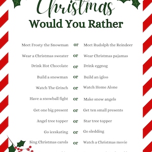 Christmas Would You Rather Game | This or That | Family Game | Party ...