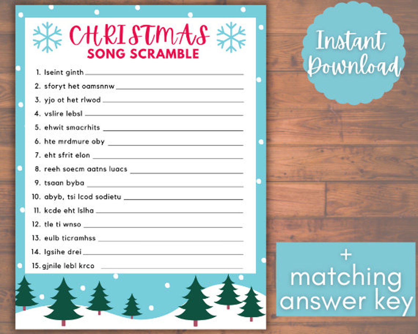 Christmas Game | Christmas Song Scramble | Party Game | Word Scramble ...