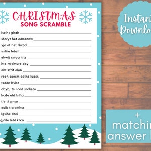 Christmas Game | Christmas Song Scramble | Party Game | Word Scramble ...