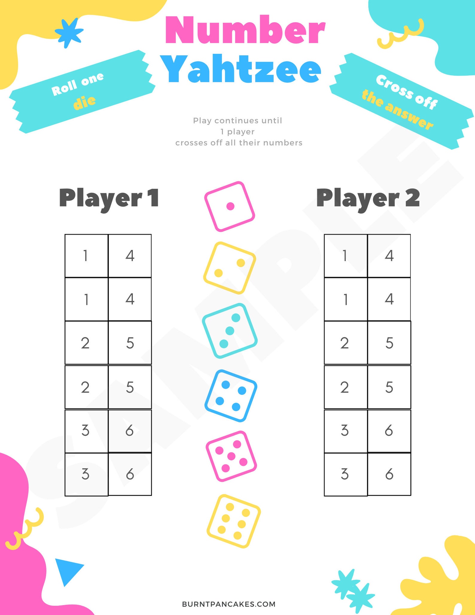 Math Dice Game Bundle | Multiplication, Addition and Number Recognition ...