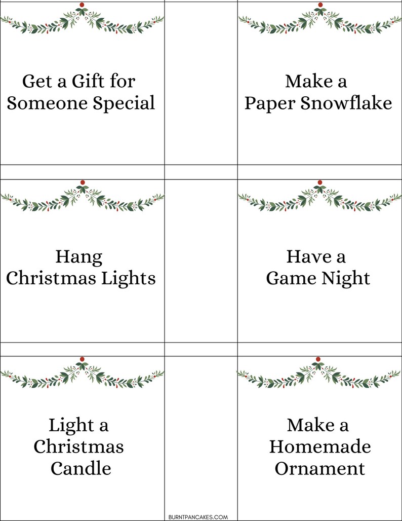 Advent Activity Cards Countdown to Christmas Holiday - Etsy