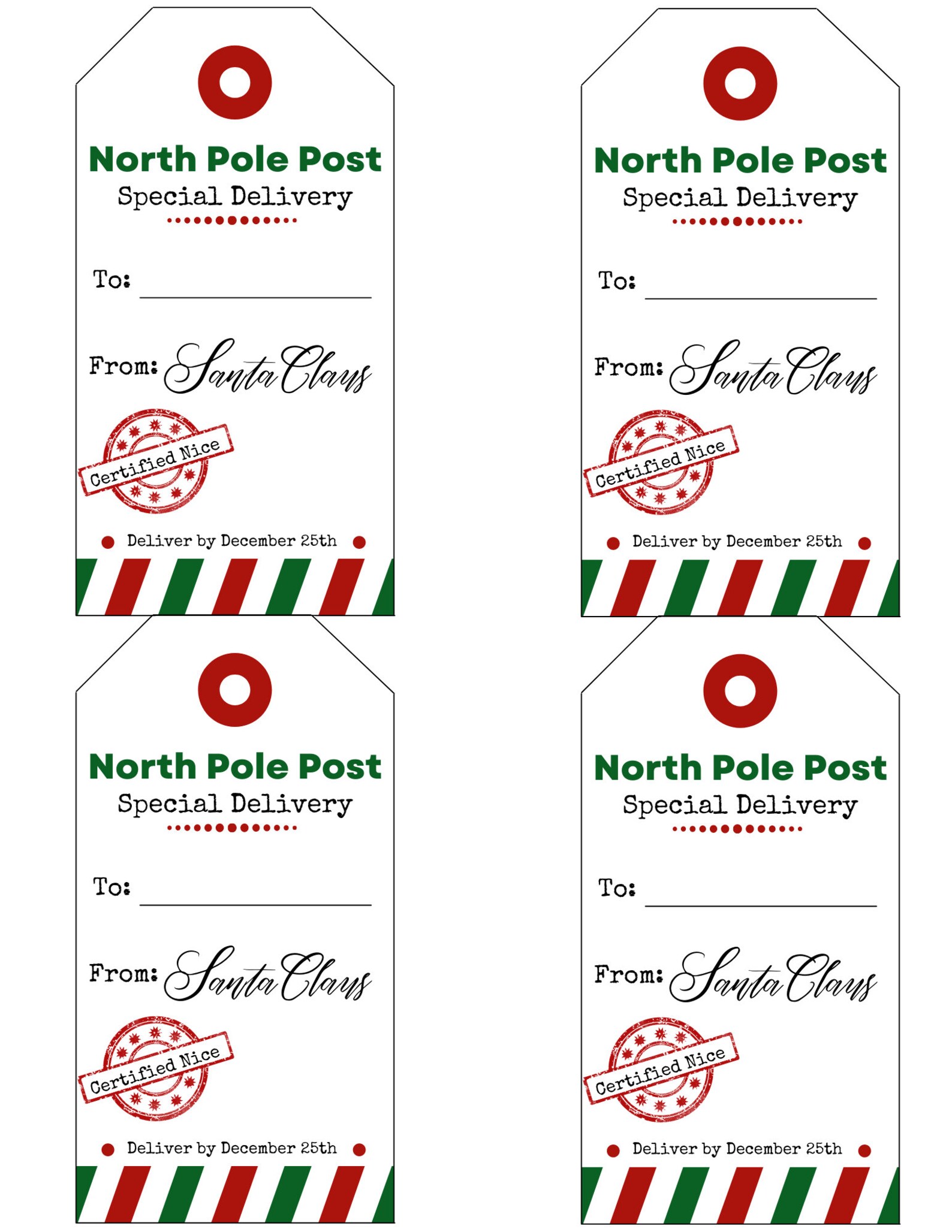 Santa Gift Tags | Printable Tags for Christmas | From Santa | Special ...