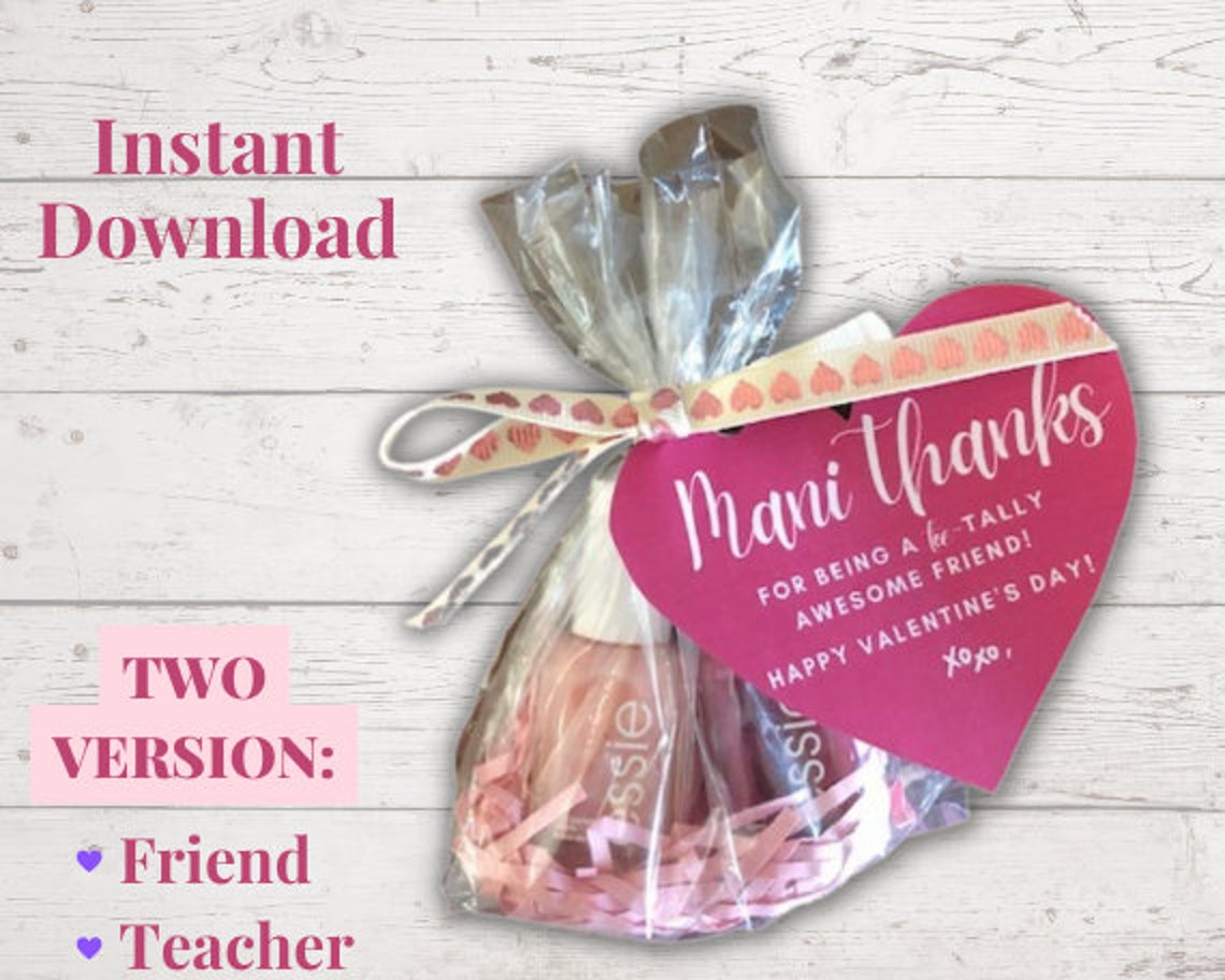 Valentine Nail Polish Gift Tag | Mani Thanks Printable | Manicure and ...