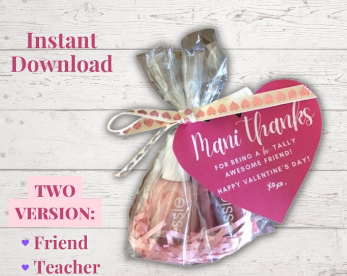 Nail Polish Valentine Printable Valentines for Teachers Teen Valentines ...