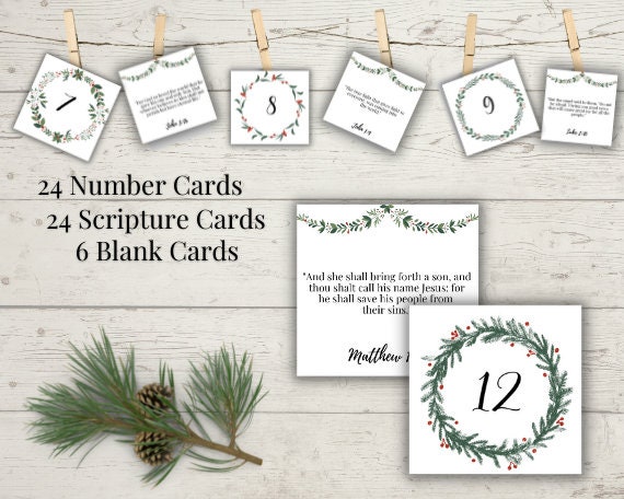 Advent Calendar Scripture Cards | Daily Christmas Scripture Cards ...