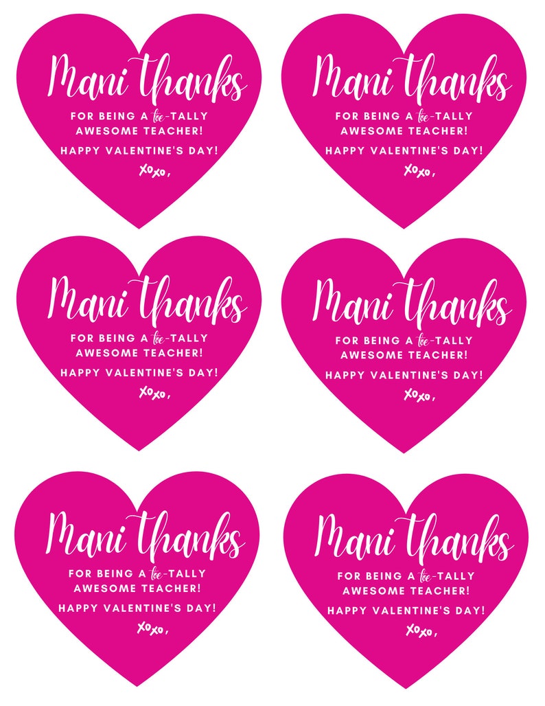 Valentine Nail Polish Gift Tag | Mani Thanks Printable | Manicure and ...