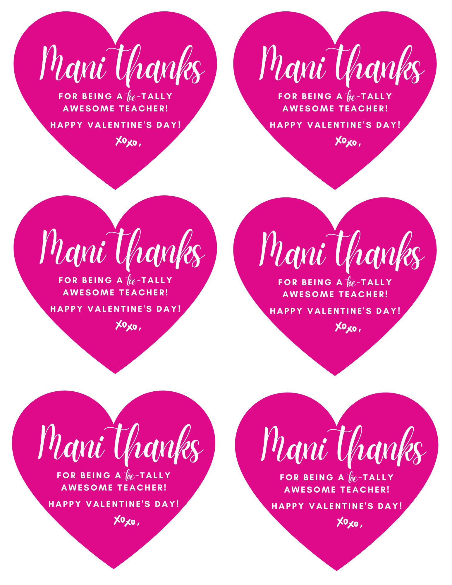 Valentine Nail Polish Gift Tag | Mani Thanks Printable | Manicure and ...