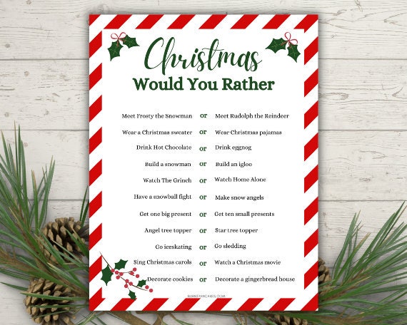 Christmas Would You Rather Game | This or That | Family Game | Party ...