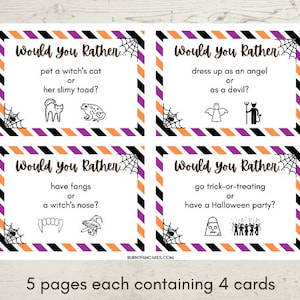 Halloween Would You Rather Cards | Printable Game | This or That ...