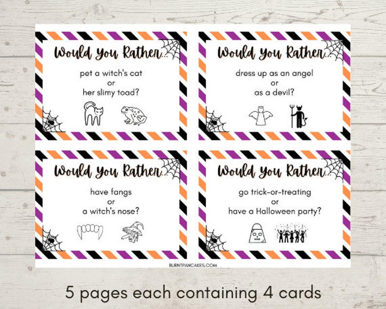Halloween Would You Rather Cards | Printable Game | This or That ...