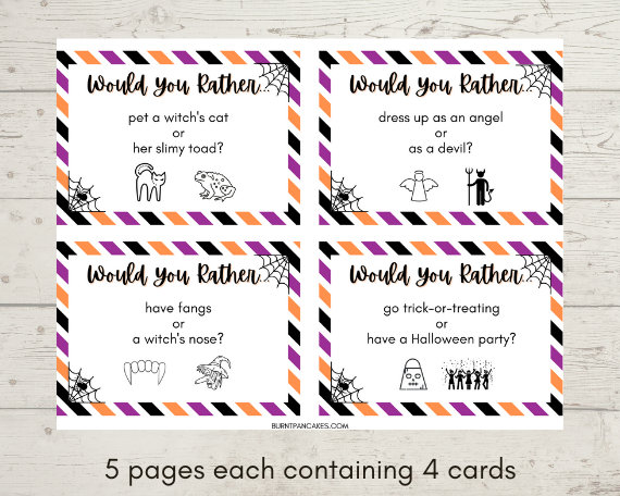Halloween Would You Rather Cards | Printable Game | This or That ...