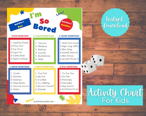 Activity Chart for Kids | I'm so Bored Chart | Printable for Kids ...