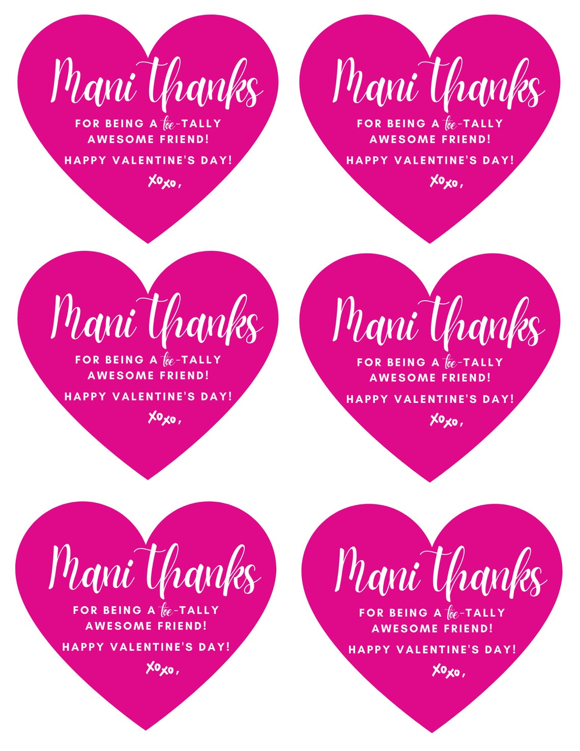 Valentine Nail Polish Gift Tag | Mani Thanks Printable | Manicure and ...