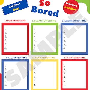 Activity Chart for Kids | I'm so Bored Chart | Printable for Kids ...