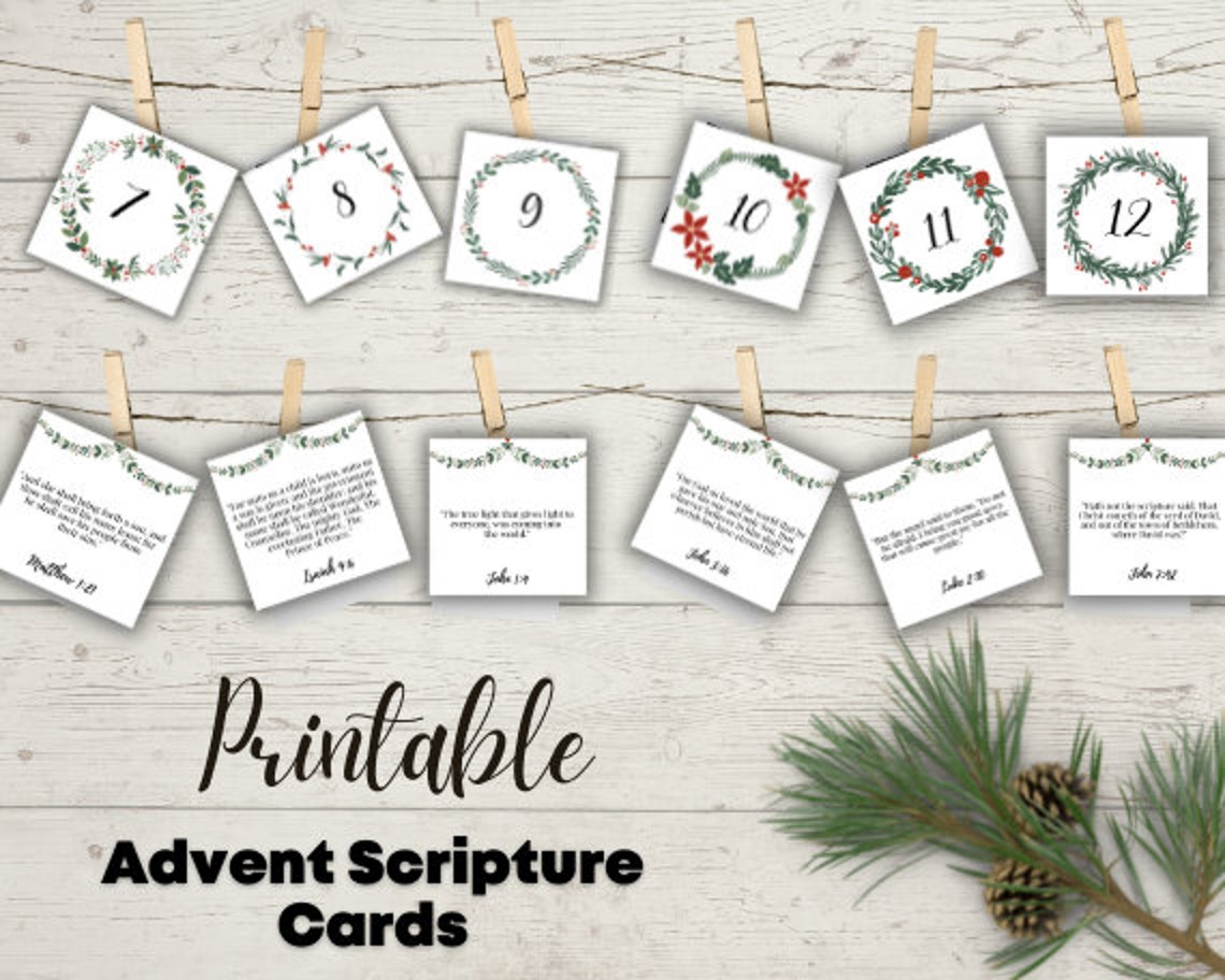 Advent Calendar Scripture Cards Daily Christmas Scripture - Etsy