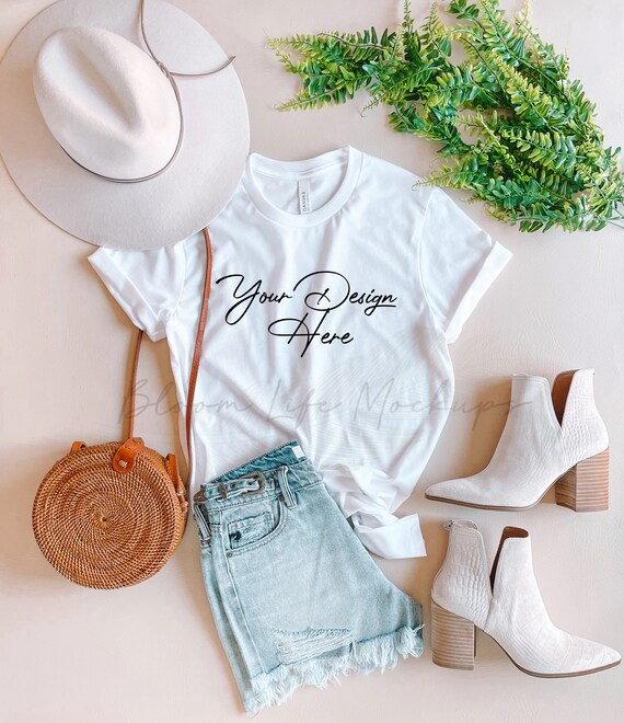 Bella Canvas 3001 Shirt Social Media Small Business T-Shirt Mockup ...