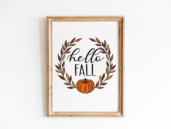 Hello Fall Printable Fall Printable Hello Fall Wall Art | Etsy