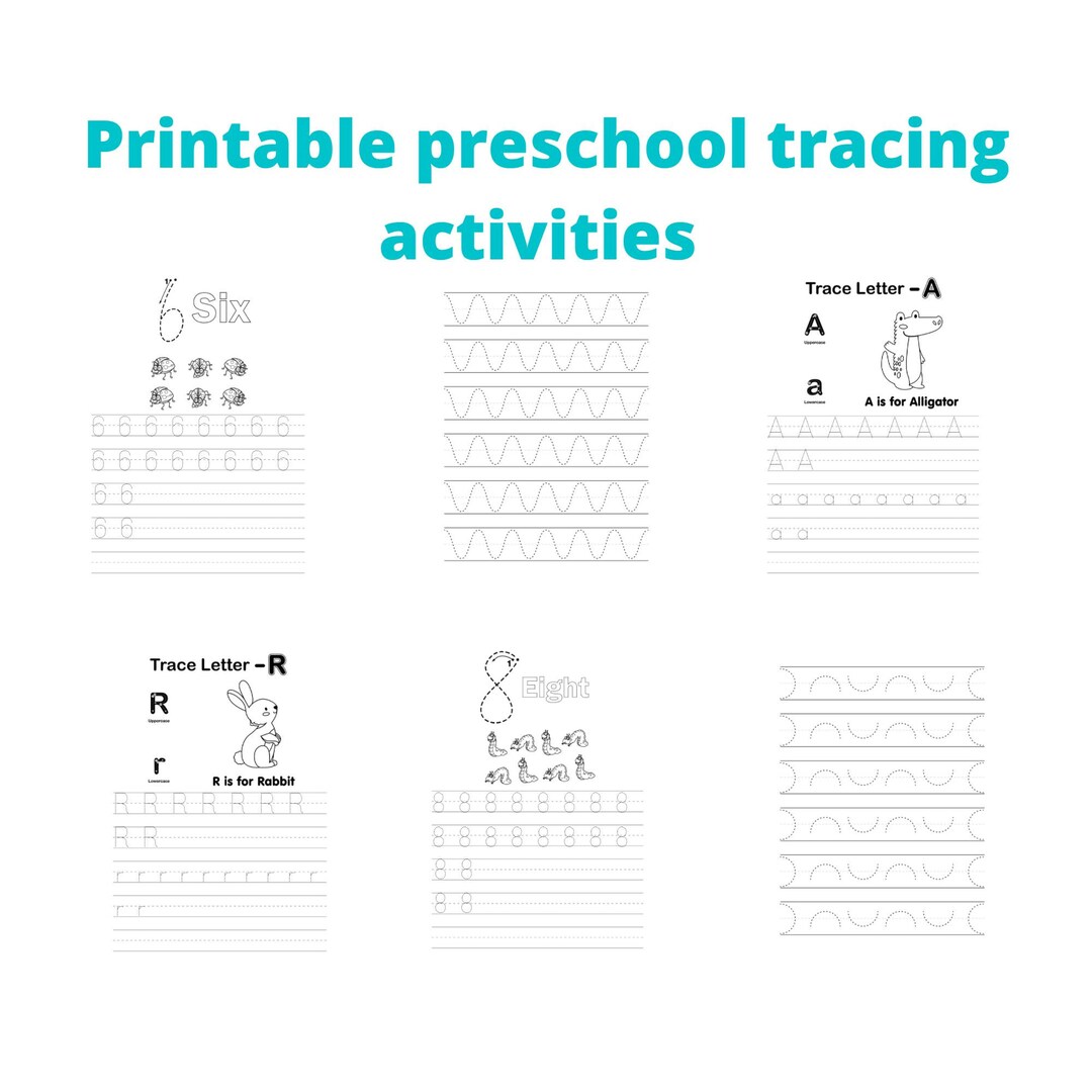 Printable Line Letter and Number Tracing Activities - Etsy