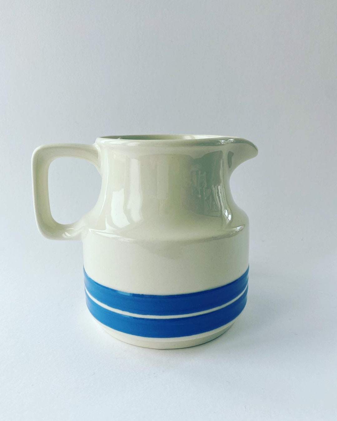 Vintage Irish Blue and White Stripe Jug - Etsy
