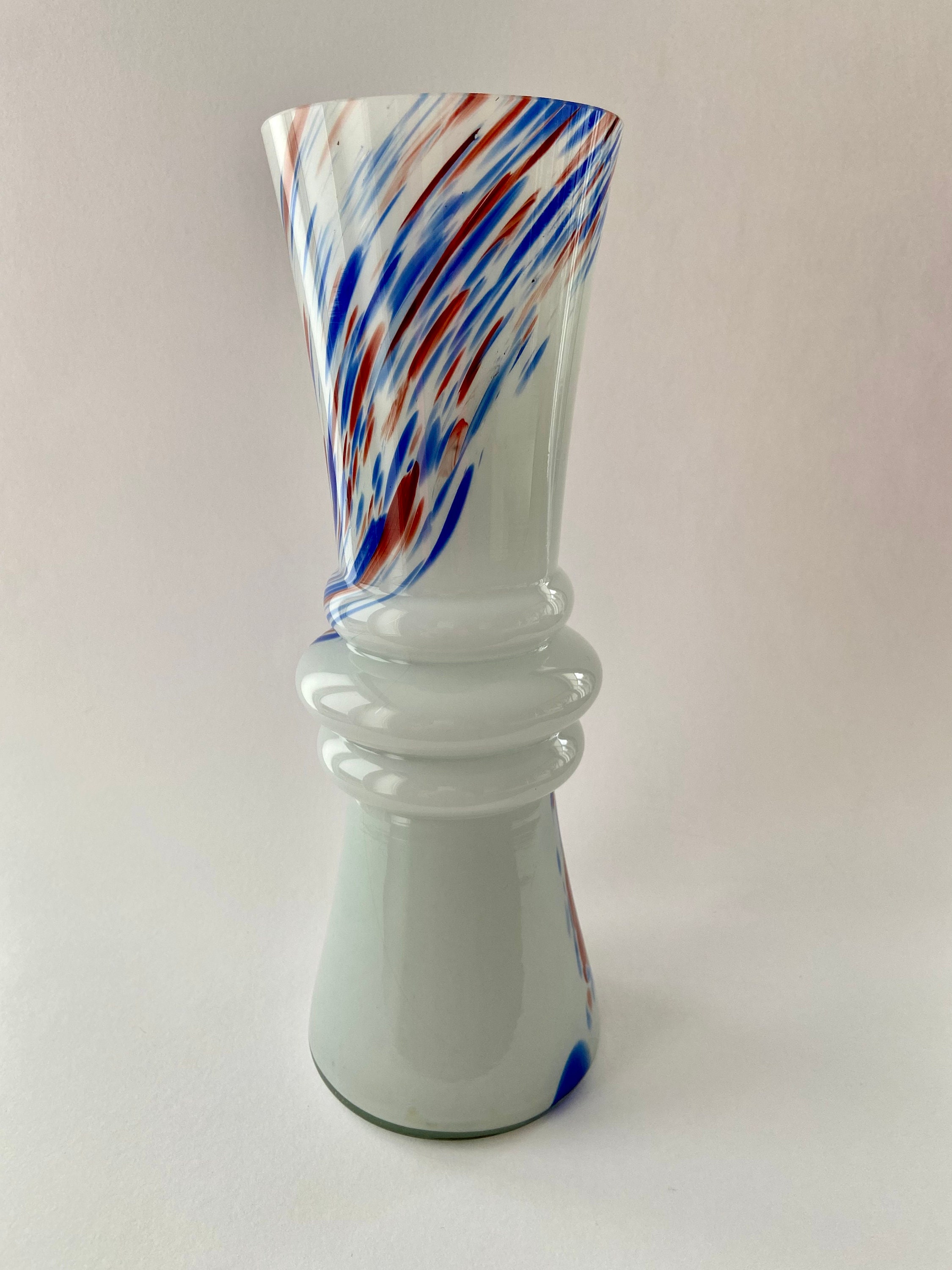 Large Czech Splatter Glass Vase - Etsy