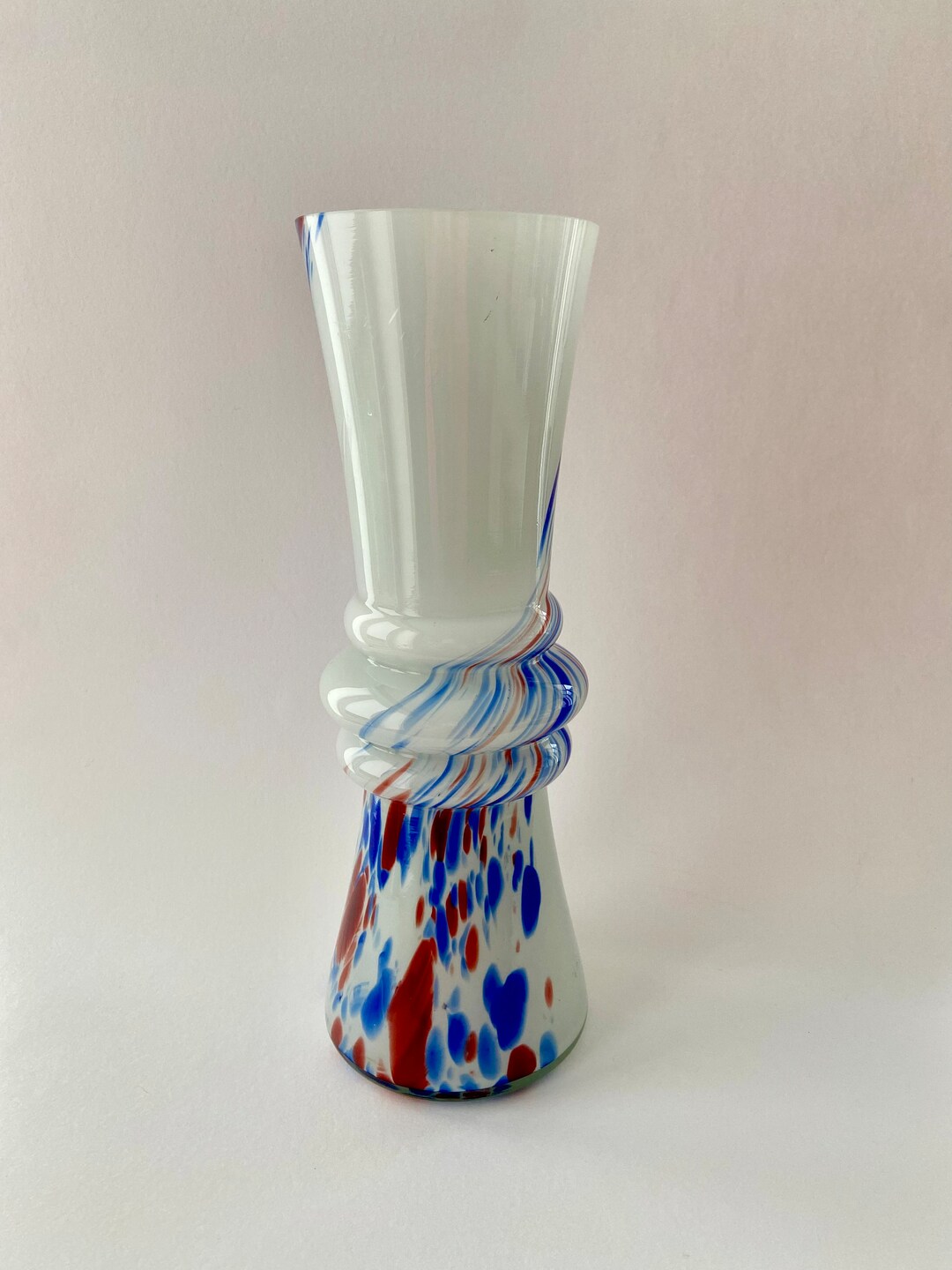 Large Czech Splatter Glass Vase - Etsy