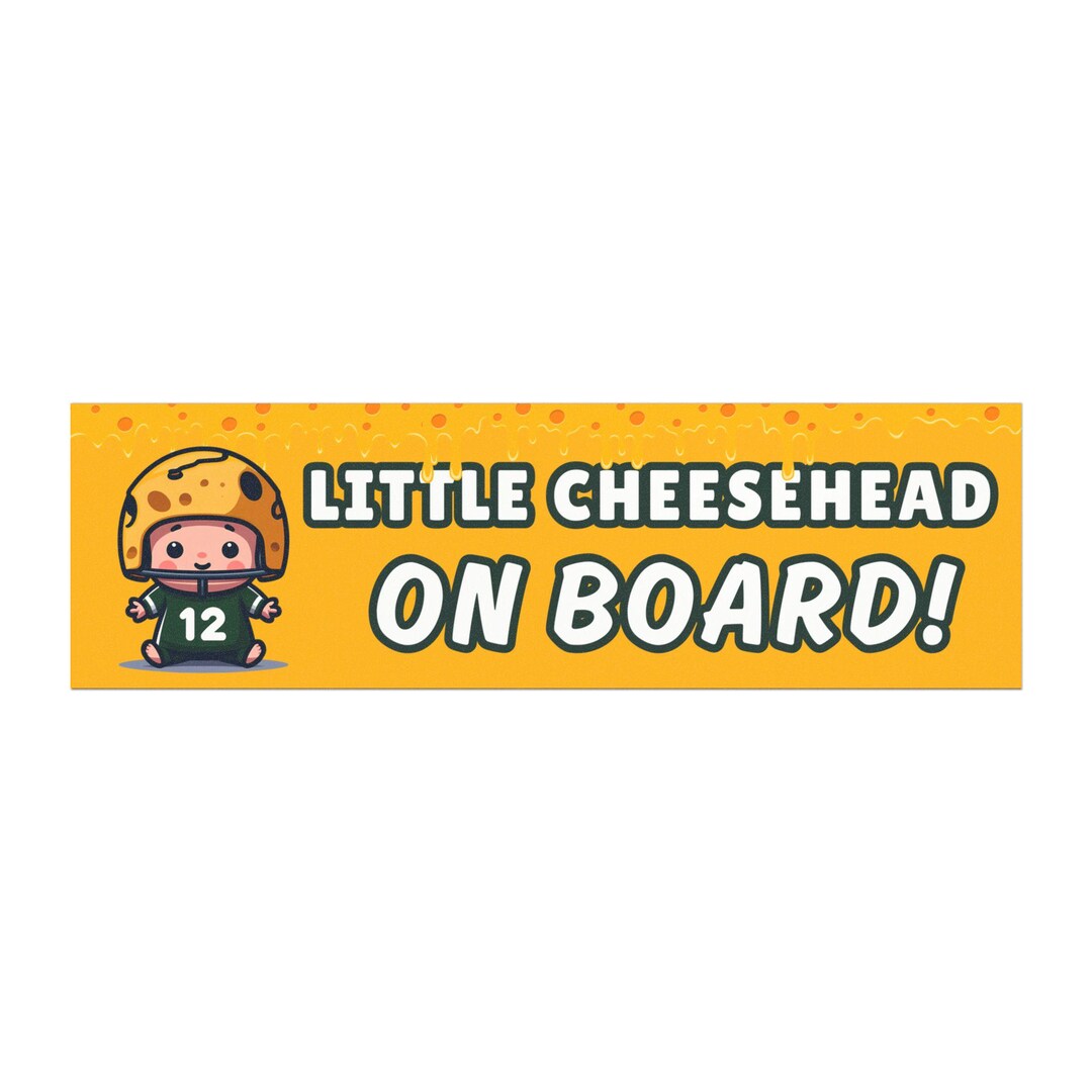 Little Cheese Head on Board Bumper Sticker - Baby With Cheese Helmet ...