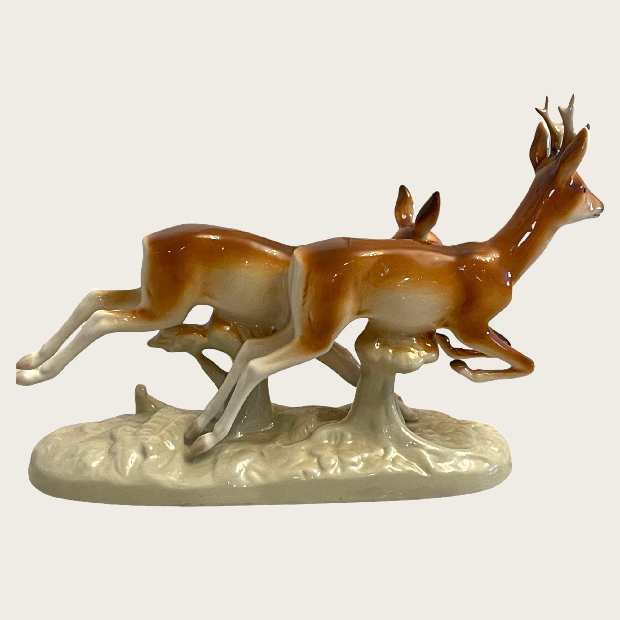 Royal Dux Buck & Doe Leaping Deer Figurine - Etsy