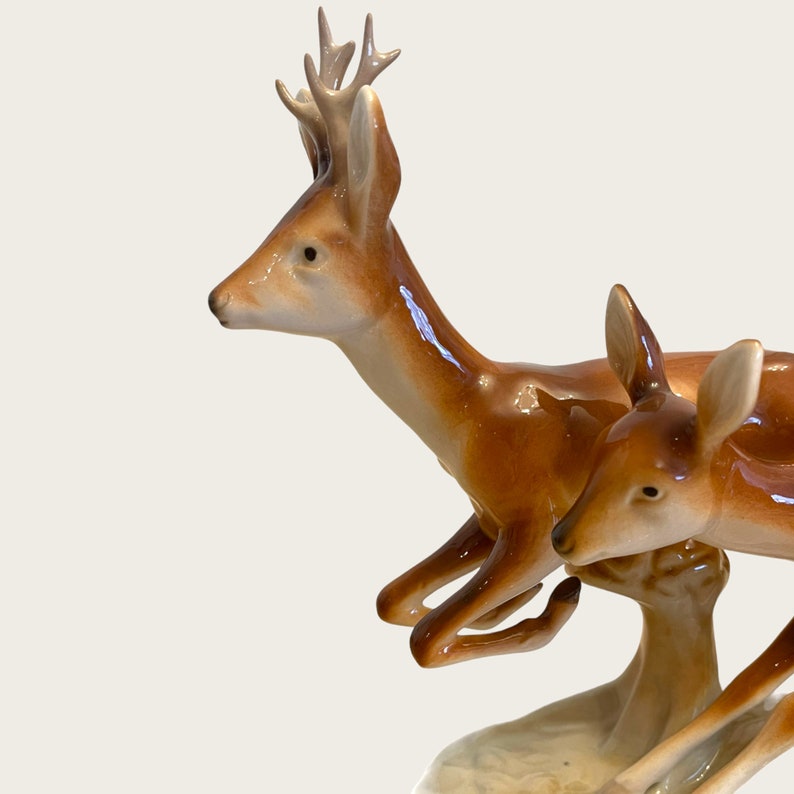 Royal Dux Buck & Doe Leaping Deer Figurine - Etsy