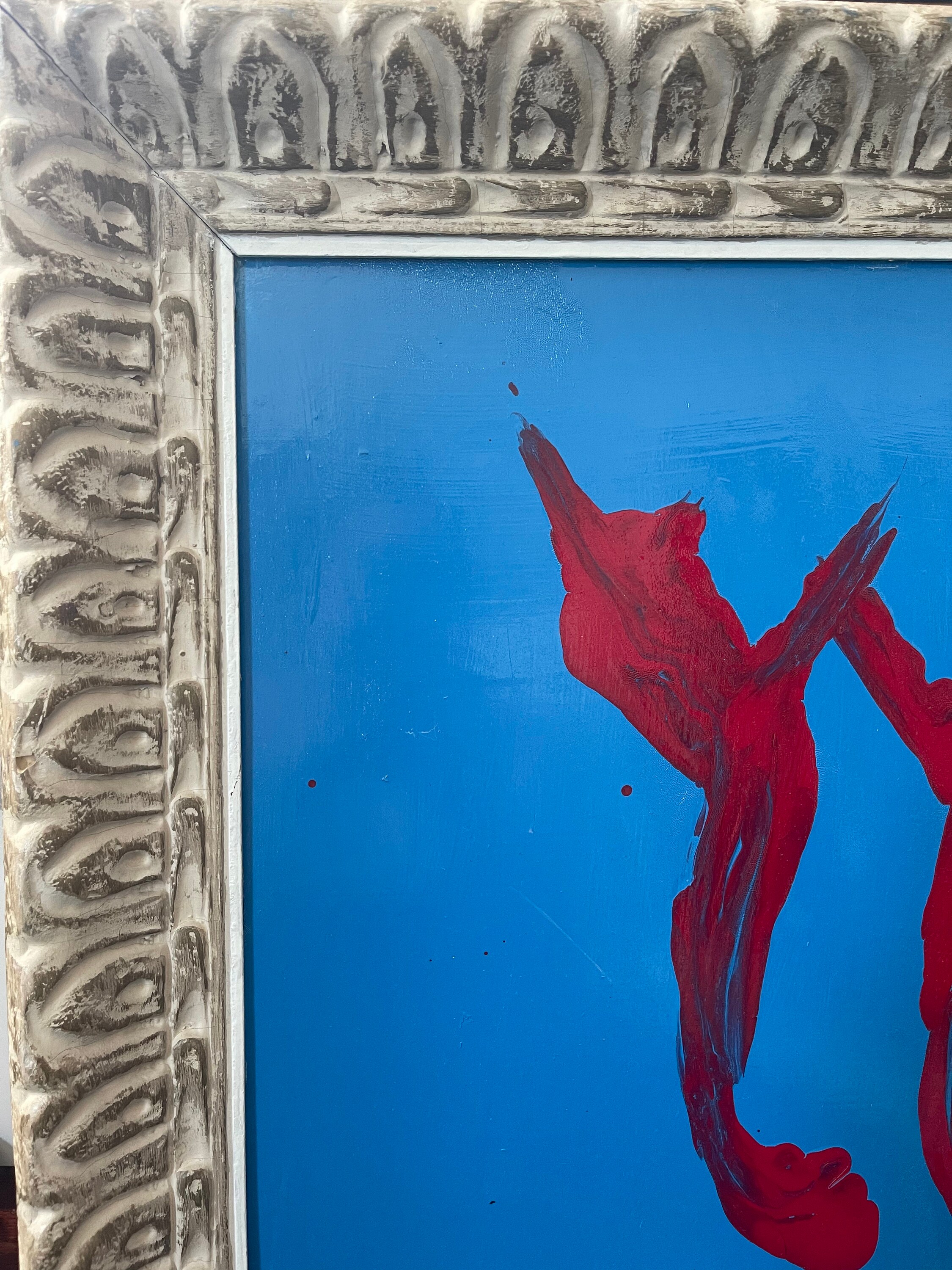 Painting Thomas Pulgini, Listed American Artist, Oil/board Abstract Red ...