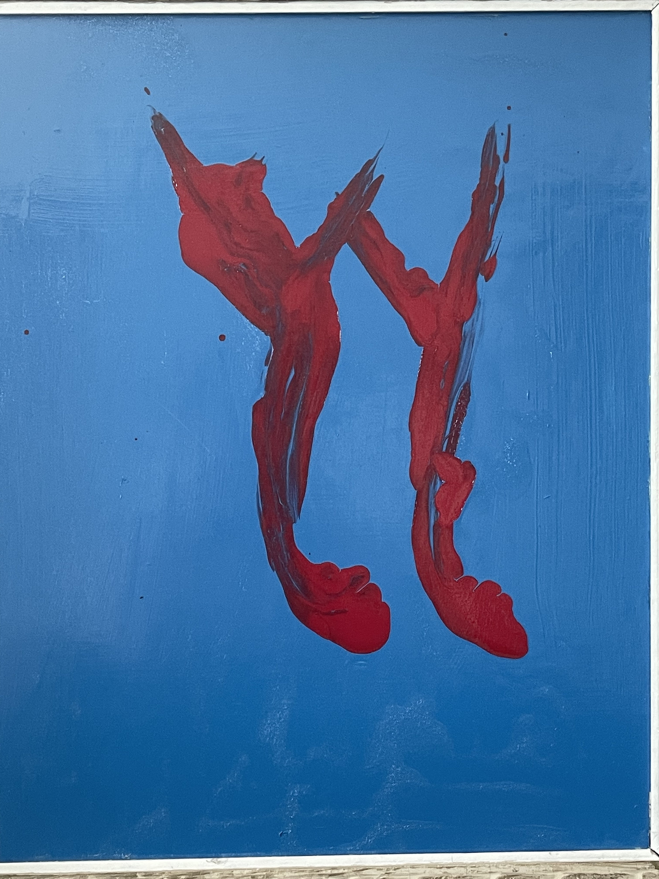 Painting Thomas Pulgini, Listed American Artist, Oil/board Abstract Red ...