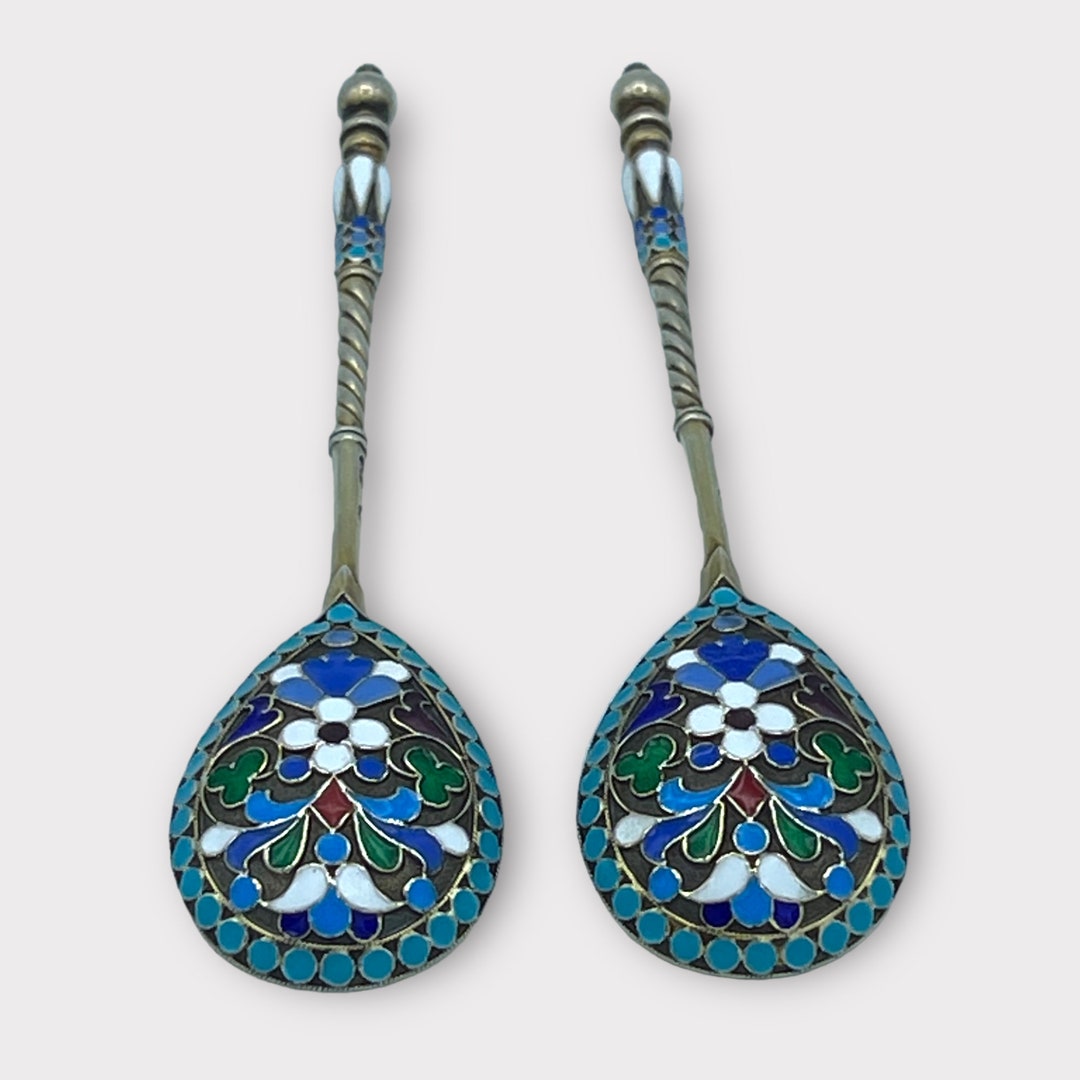Pair of Antique Russian Enameled Silver Tea Spoons Ca 1840-1864 - Etsy ...