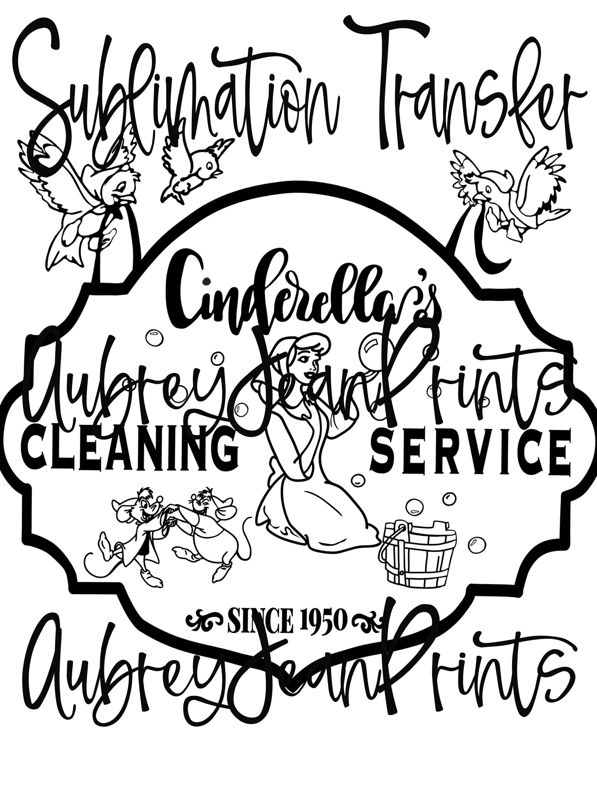 Cinderella Cleaning Service Sublimation Transfer Ready to - Etsy