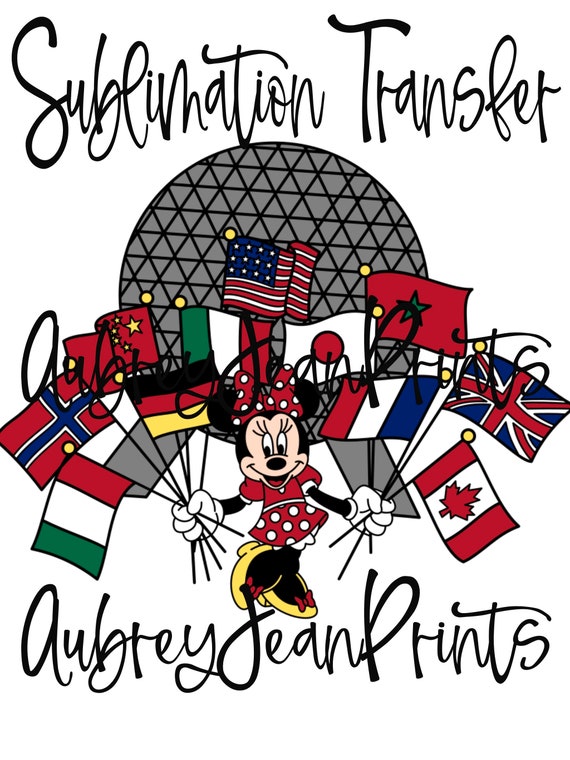 Epcot Flags Disney Minnie Sublimation Transfer Ready to Press - Etsy