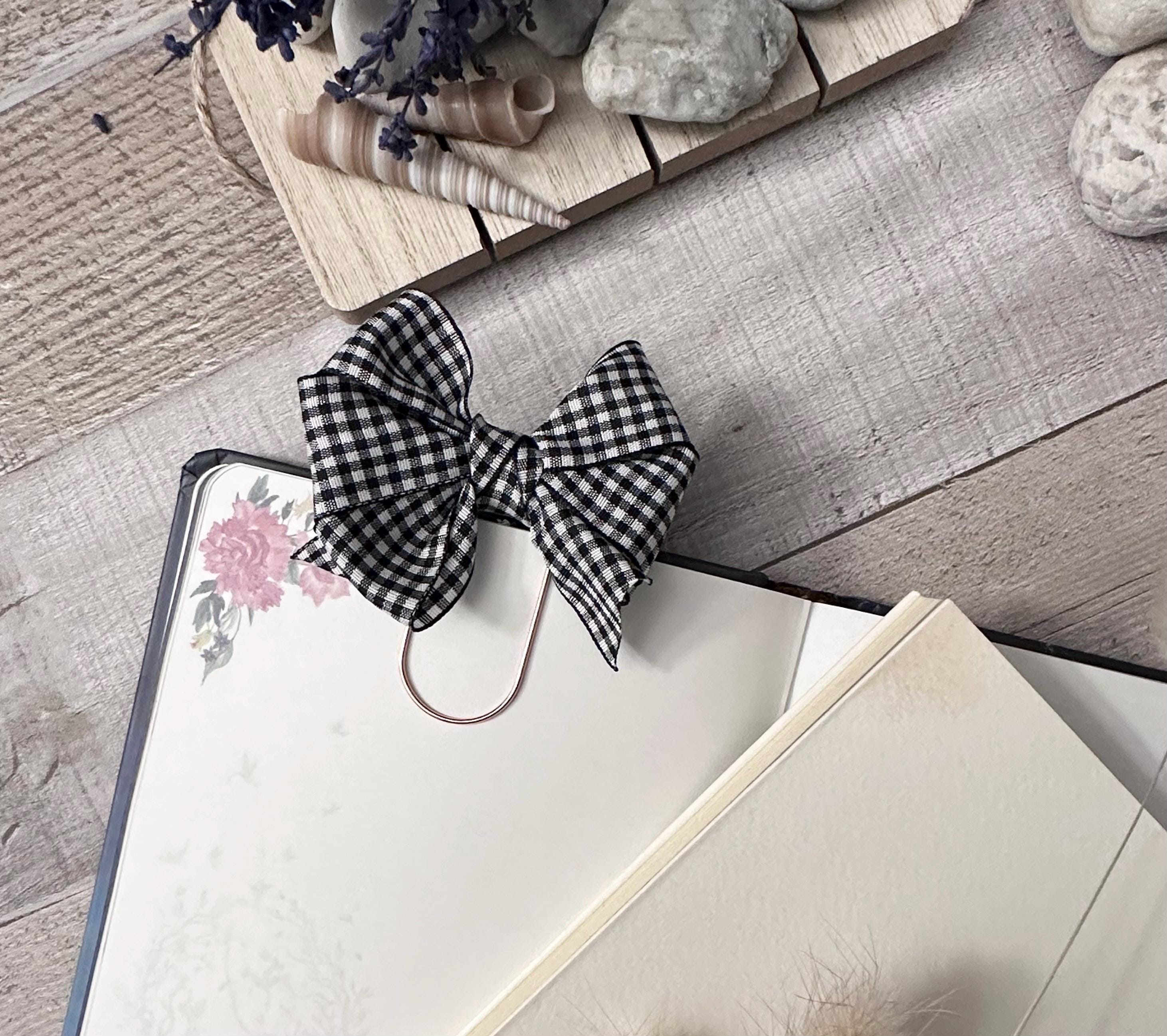 Plaid Bow Bookmark | Bow Paper Clip Bookmark | Planner Paper Clip ...