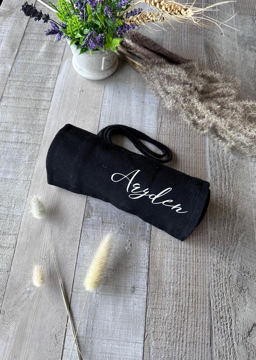 Black Canvas Roll up | Pen Case | Painting Pencil Roll | Crochet Needle ...