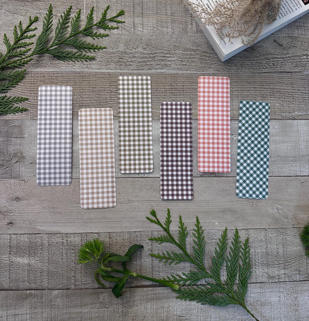 Gingham Bookmarks | Laminated Bookmark | Vintage Style Gingham Bookmark ...